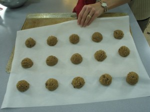 What I usually do when the first tray is in the oven, is to scoop up ...